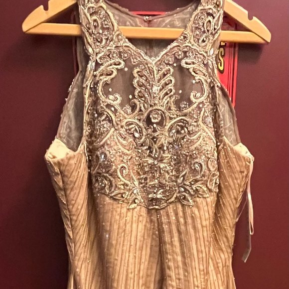 St. Thomas | Dresses | Gold Beaded Illusion Gown | Poshmark